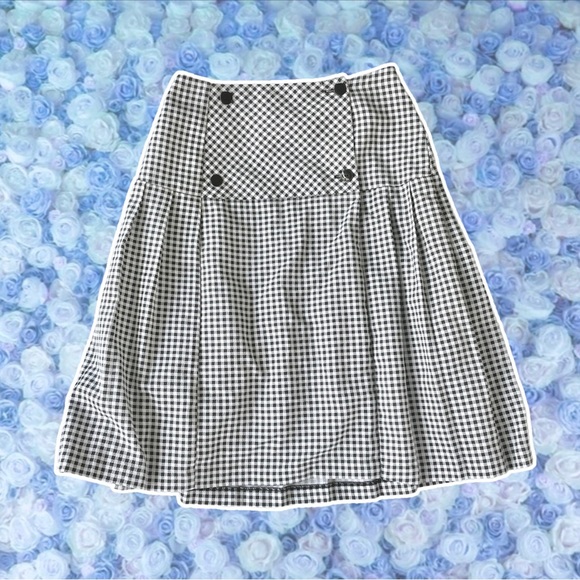 Vintage | Skirts | Vintage Pleated Gingham Skirt High Waisted Double ...